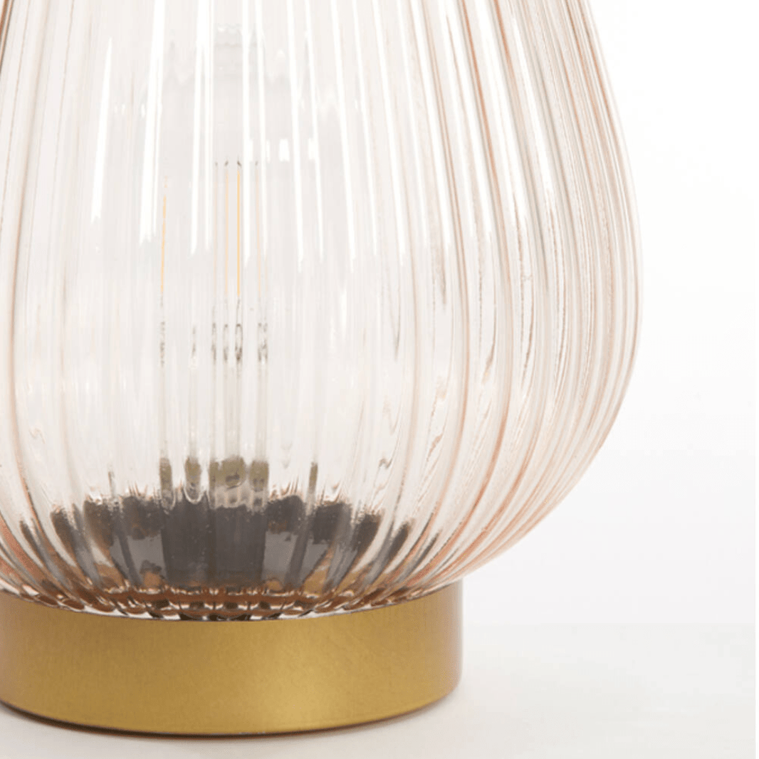 Pink Fluted Glass Battery Operated Table Lamps – Cordless & Portable
