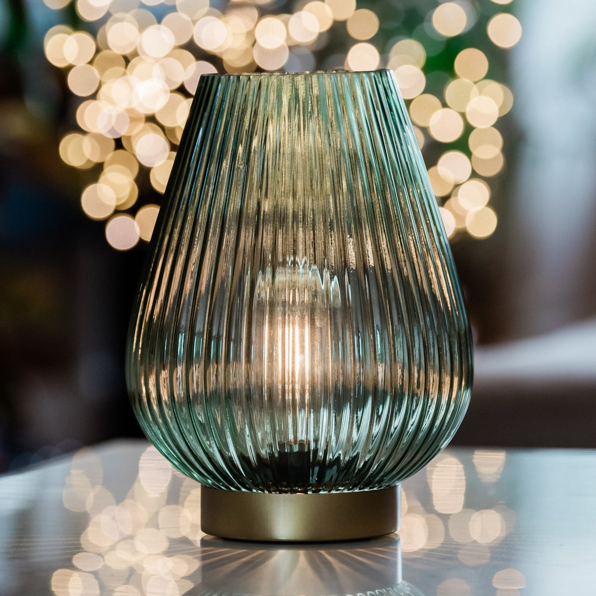 Cordless Glass Fluted Ribbed Fluted Battery Lamp