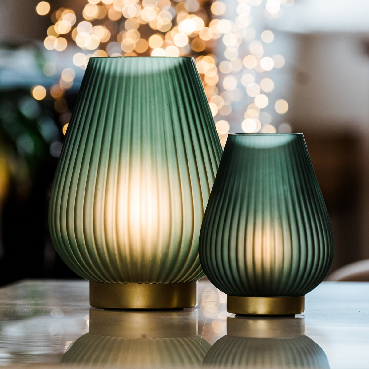 Cordless Glass Fluted Ribbed Fluted Battery Lamp