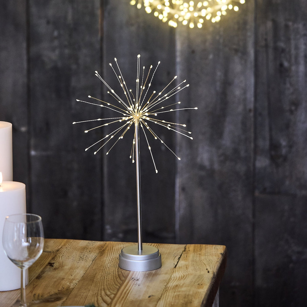 Silver Starburst Lamp – Elegant Festive Table Light
