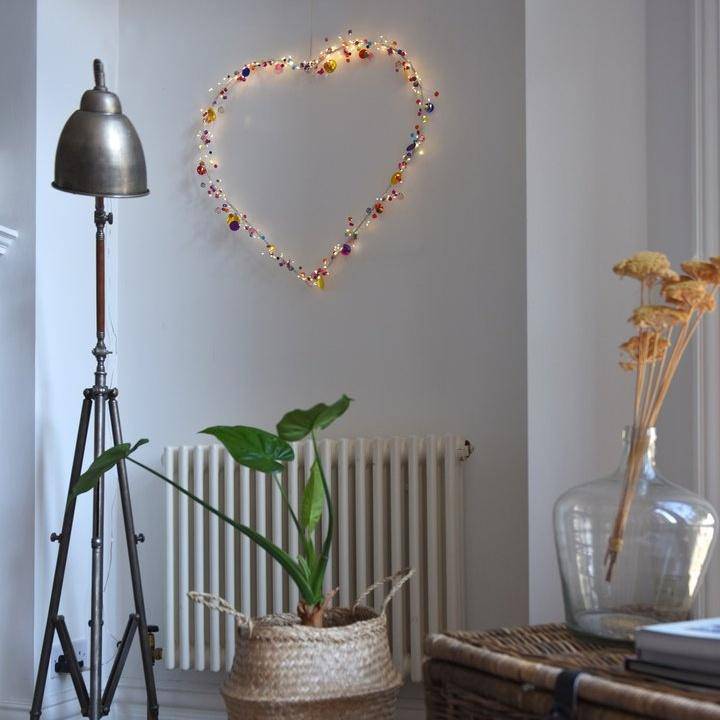Boho Heart Wall Light | Colourful & Sparkling Heart Decor