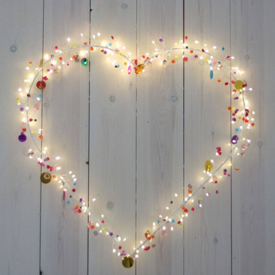 Boho Heart Wall Light | Colourful & Sparkling Heart Decor