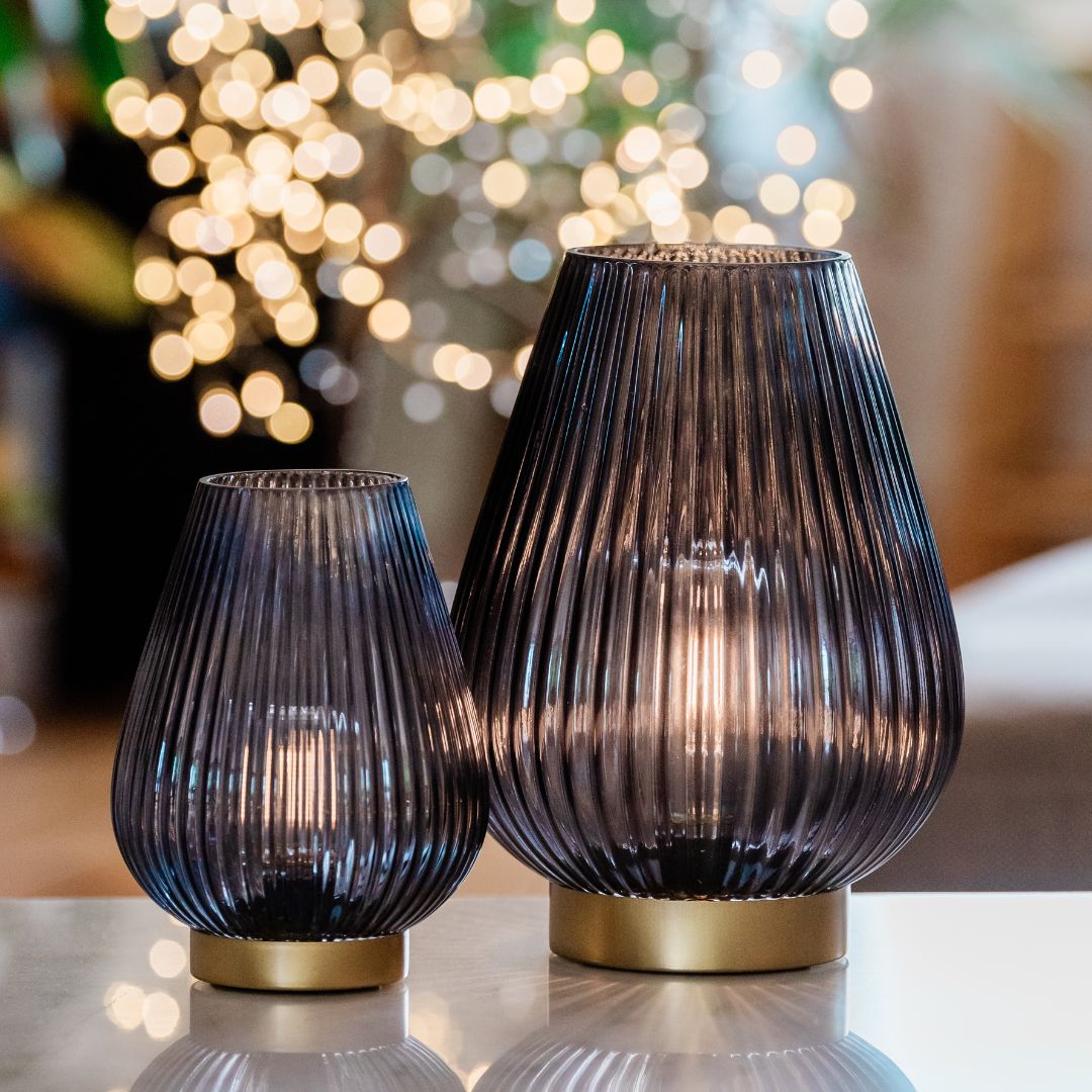 Cordless Glass Fluted Ribbed Fluted Battery Lamp