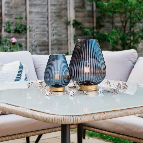 Cordless Glass Fluted Ribbed Fluted Battery Lamp