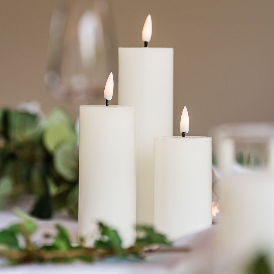 LED Trio of Pillar Candles | Flameless & Remote-Controlled